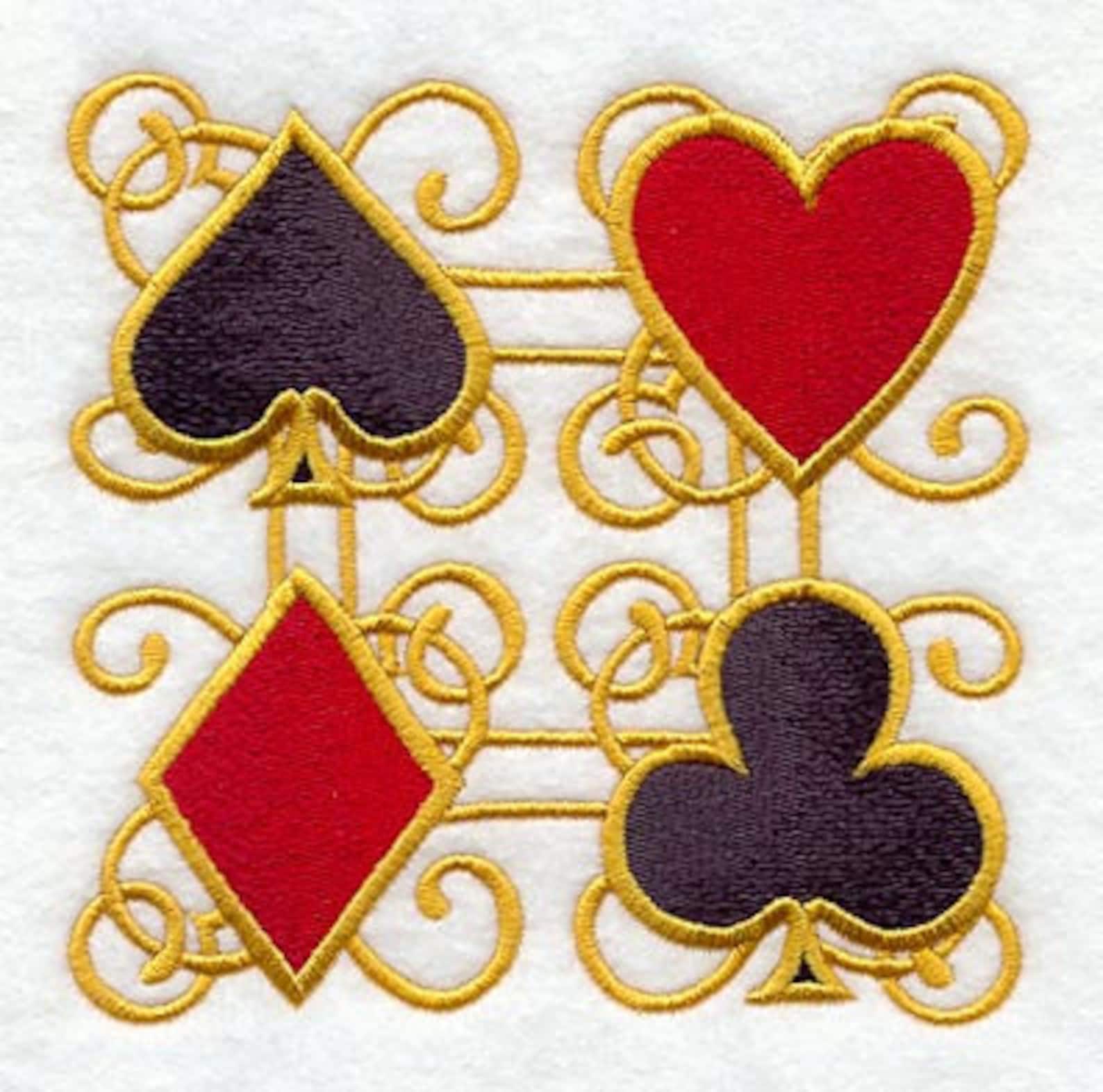 Cards Heart Spade Diamond Clover Embroidered Waffle Weave Hand/dish ...