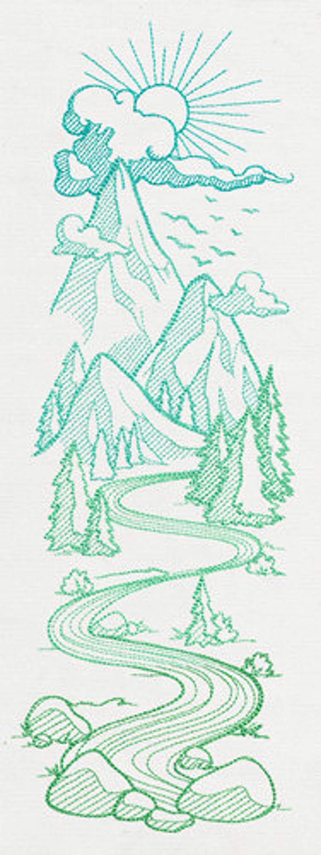 Mountain Valley Scene Embroidered Waffle Weave Hand/dish Towel - Etsy