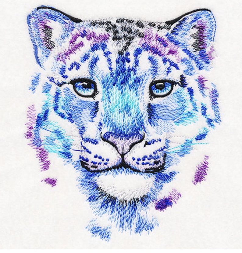 Snow Leopard Embroidered Waffle Weave Hand/dish Towel - Etsy