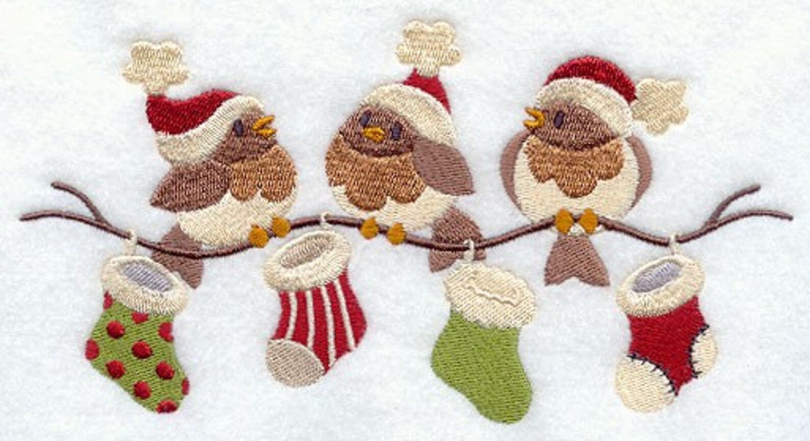 Christmas Stocking Birds Embroidered Waffle Weave Hand/dish - Etsy