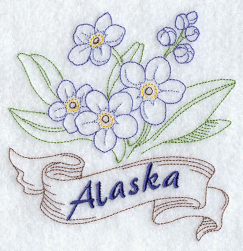 Alaska State Flower Forget Me Nots Waffle Weave Hand/dish - Etsy