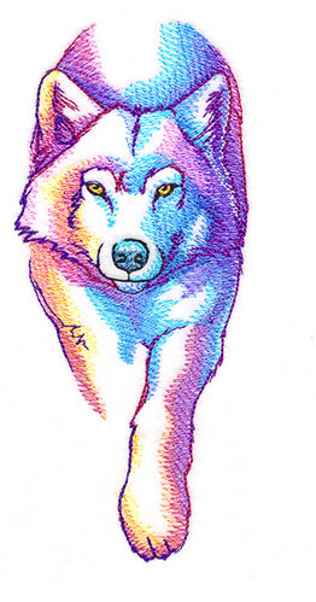 Dreamy Wolf Embroidered Waffle Weave Hand/dish Towel - Etsy