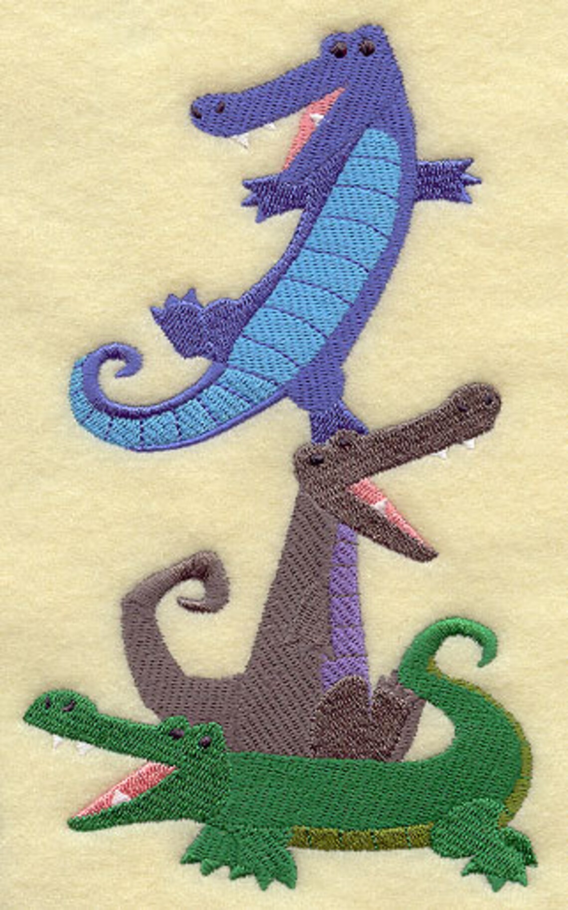 Alligator Crocodile Stack Embroidered Waffle Weave Hand/dish - Etsy