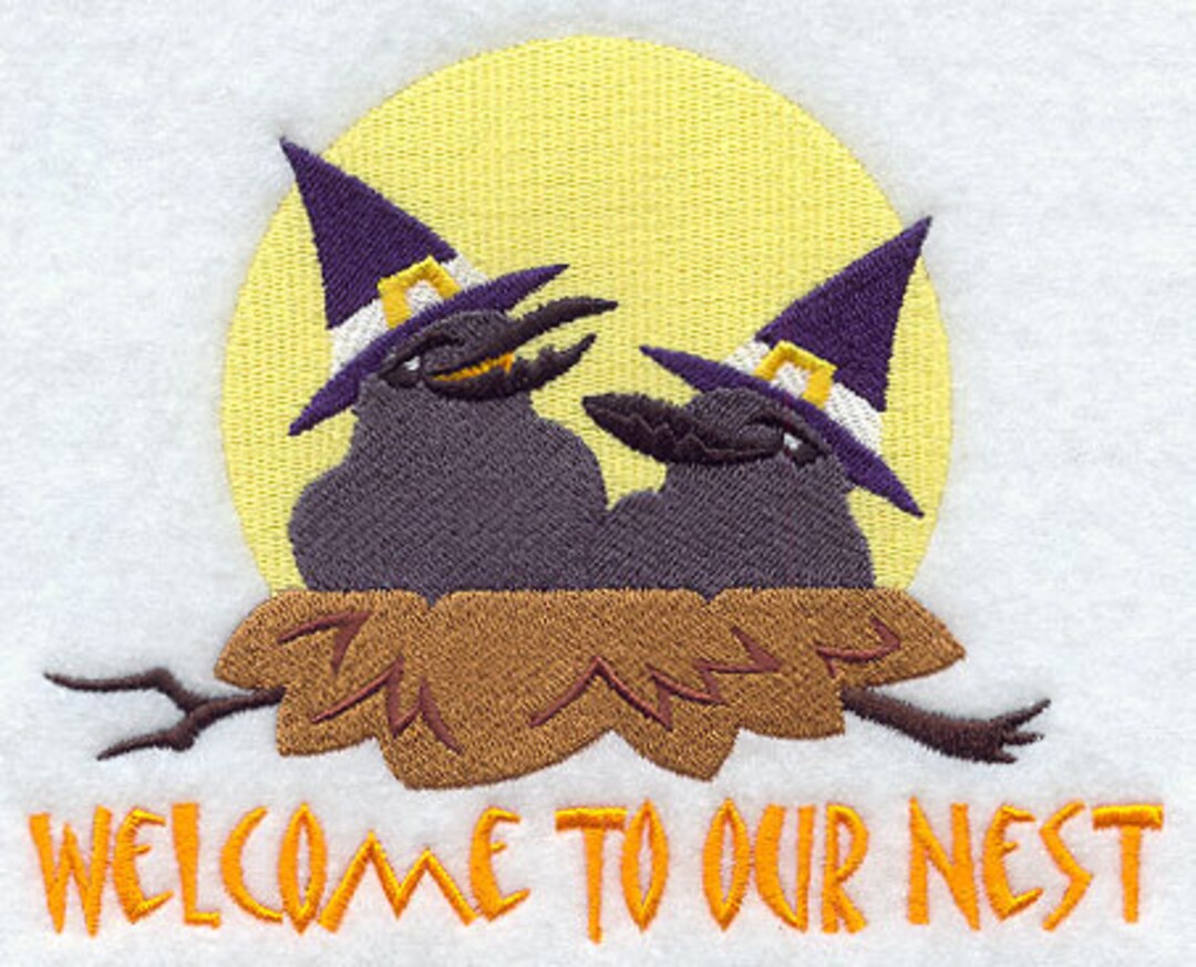 Welcome to Our Nest Ravens or Crows Embroidered Waffle Weave - Etsy