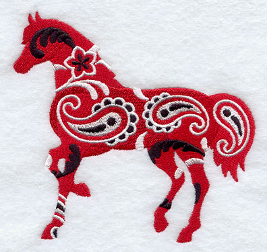 Paisley Bandana Style Rodeo Horse Embroidered Waffle Weave Hand/dish ...