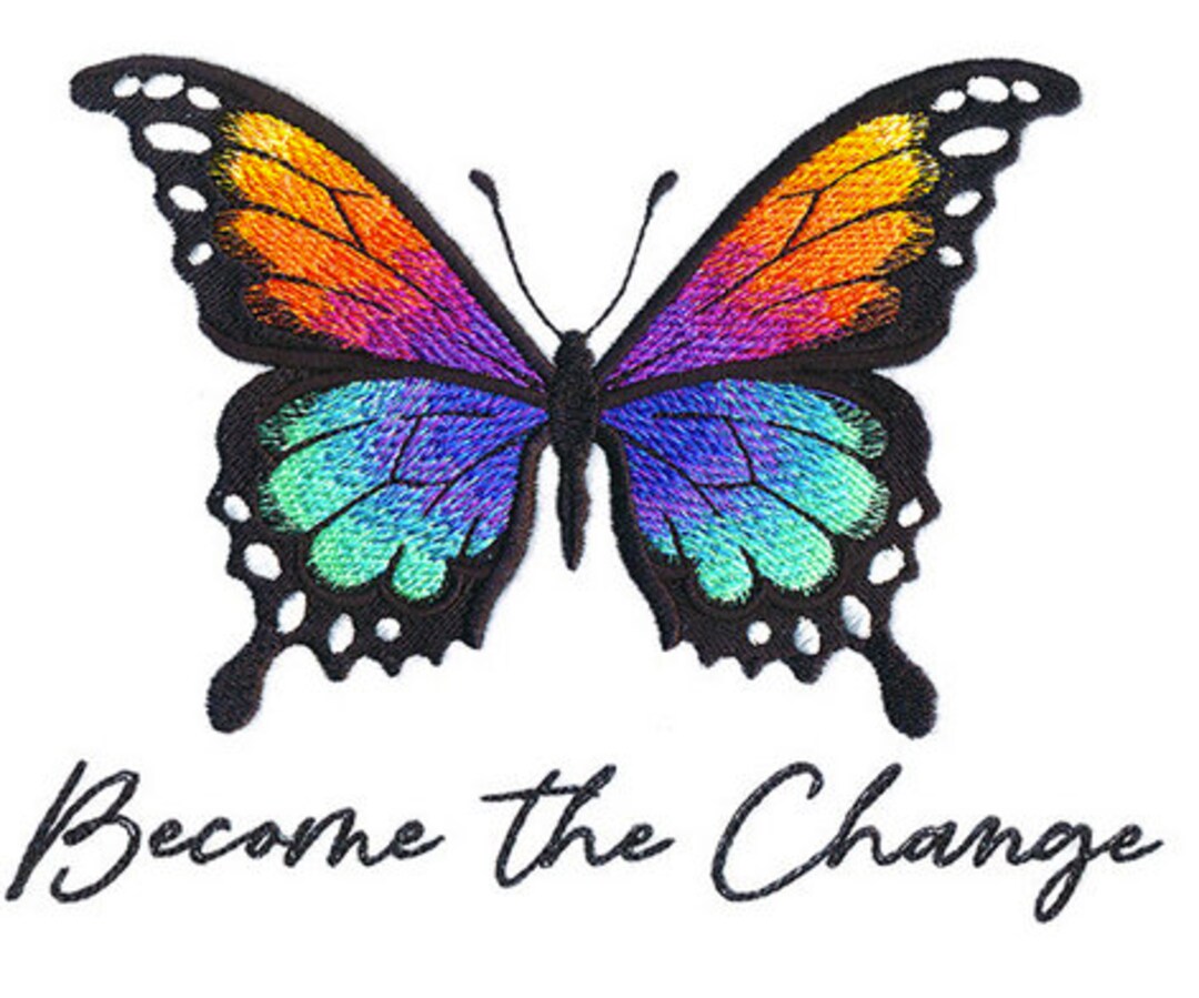 Become the Change Butterfly Words of Inspiration Embroidered Waffle ...