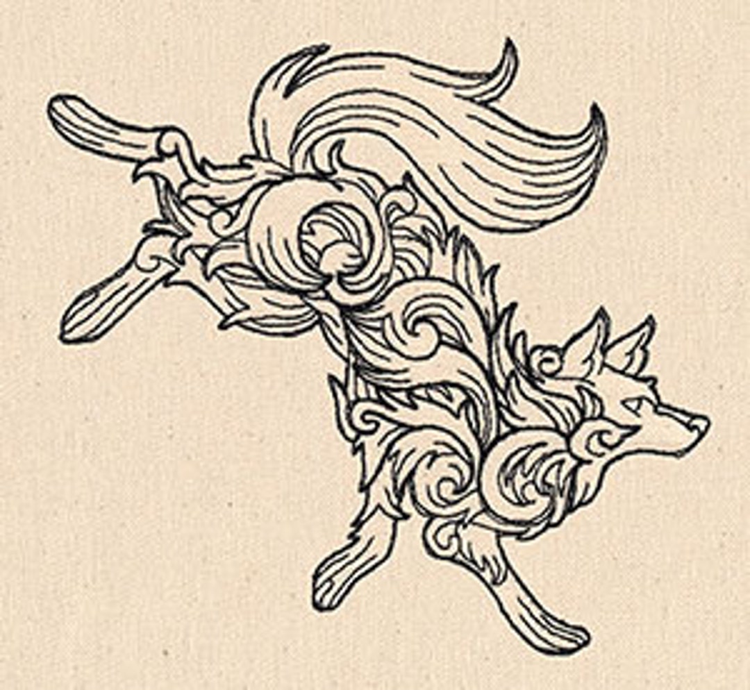 Baroque Wolf Embroidered Waffle Weave Hand/dish Towel - Etsy