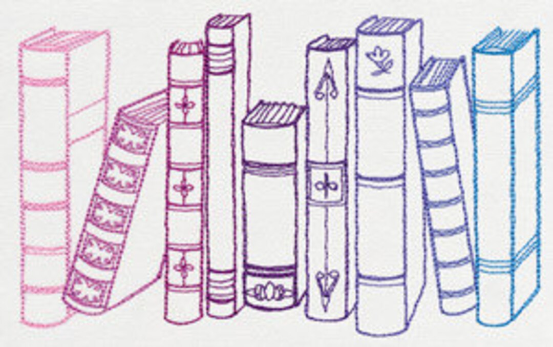 Bookshelf Border Embroidered Waffle Weave Hand/dish Towel - Etsy