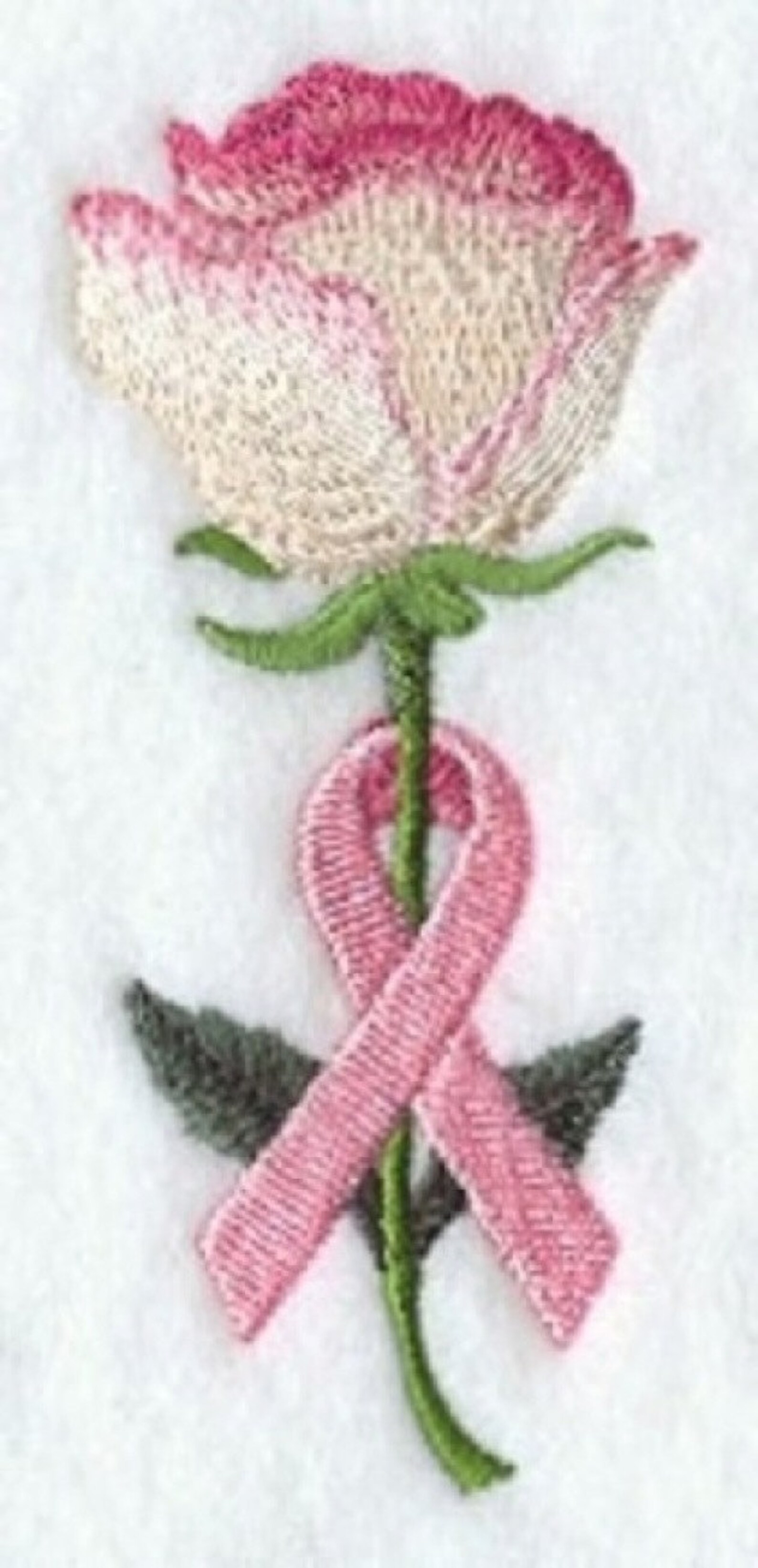 Breast Cancer Awareness Rose Embroidered Waffle Weave - Etsy