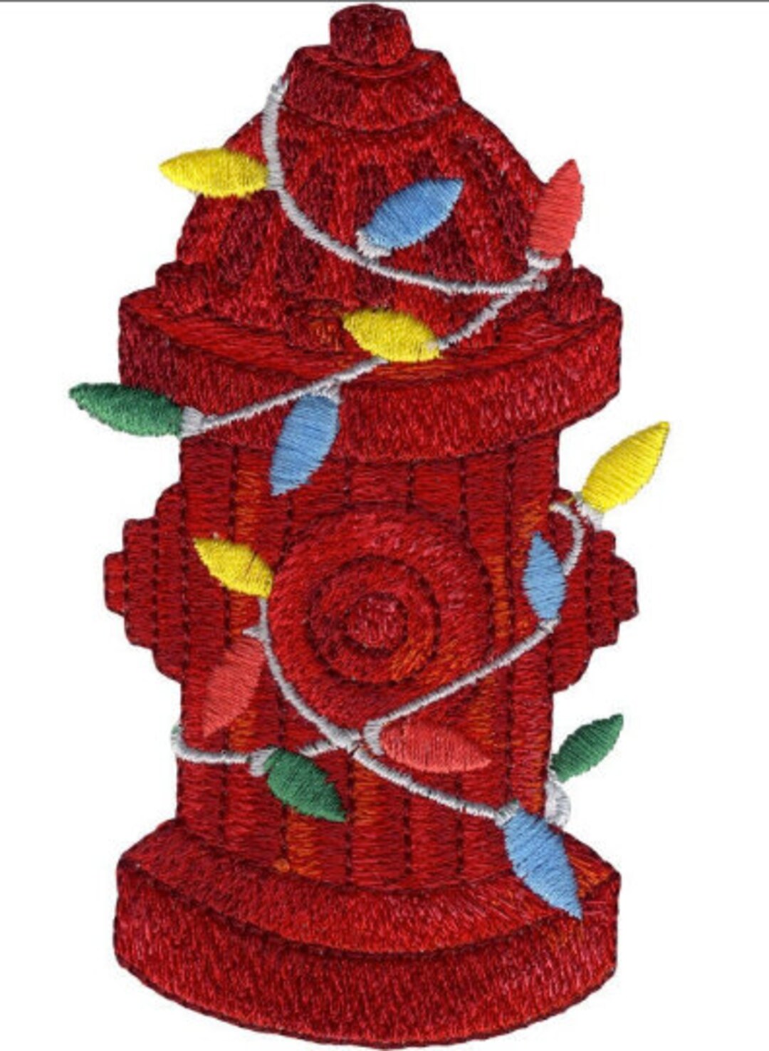 Christmas Lights Fire Hydrant - Embroidered Waffle Weave Hand/dish ...