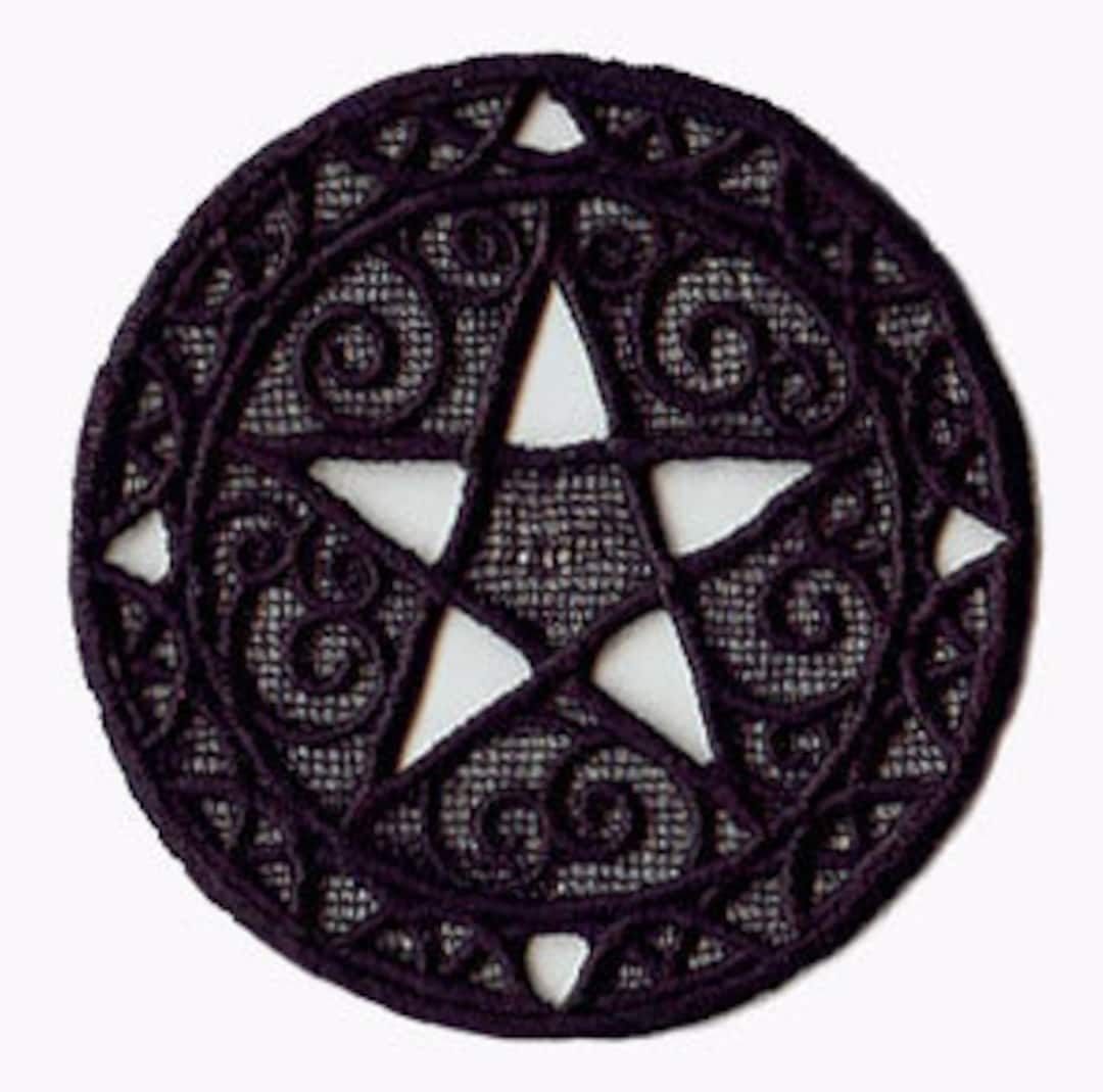 Lace Pentagram Witch Embroidered Waffle Weave Hand/dish Towel - Etsy