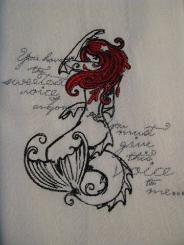 The Little Mermaid Embroidered Waffle Weave Hand/dish Towel - Etsy