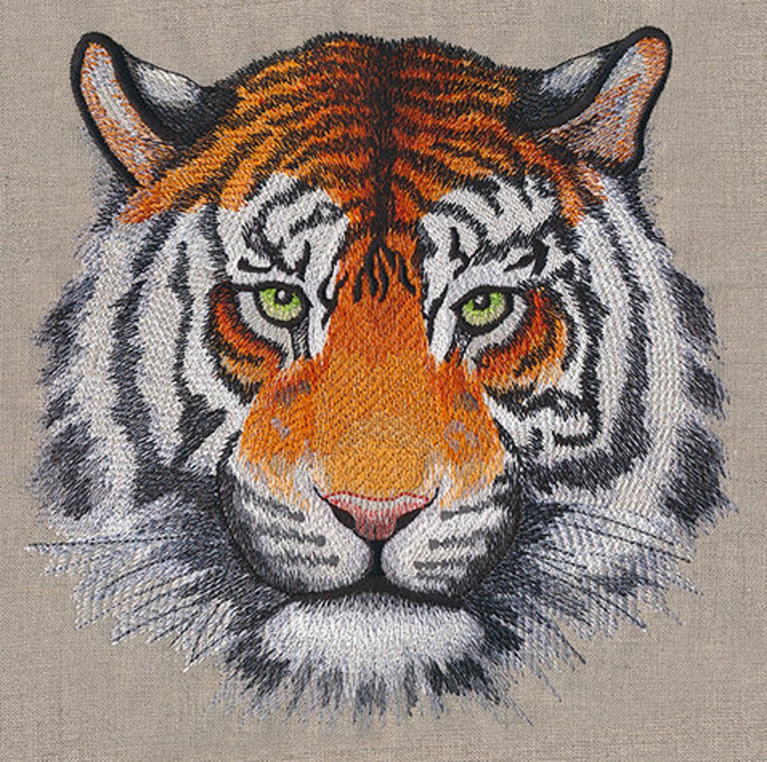 Wild Beauty Tiger Embroidered Waffle Weave Hand/dish Towel - Etsy