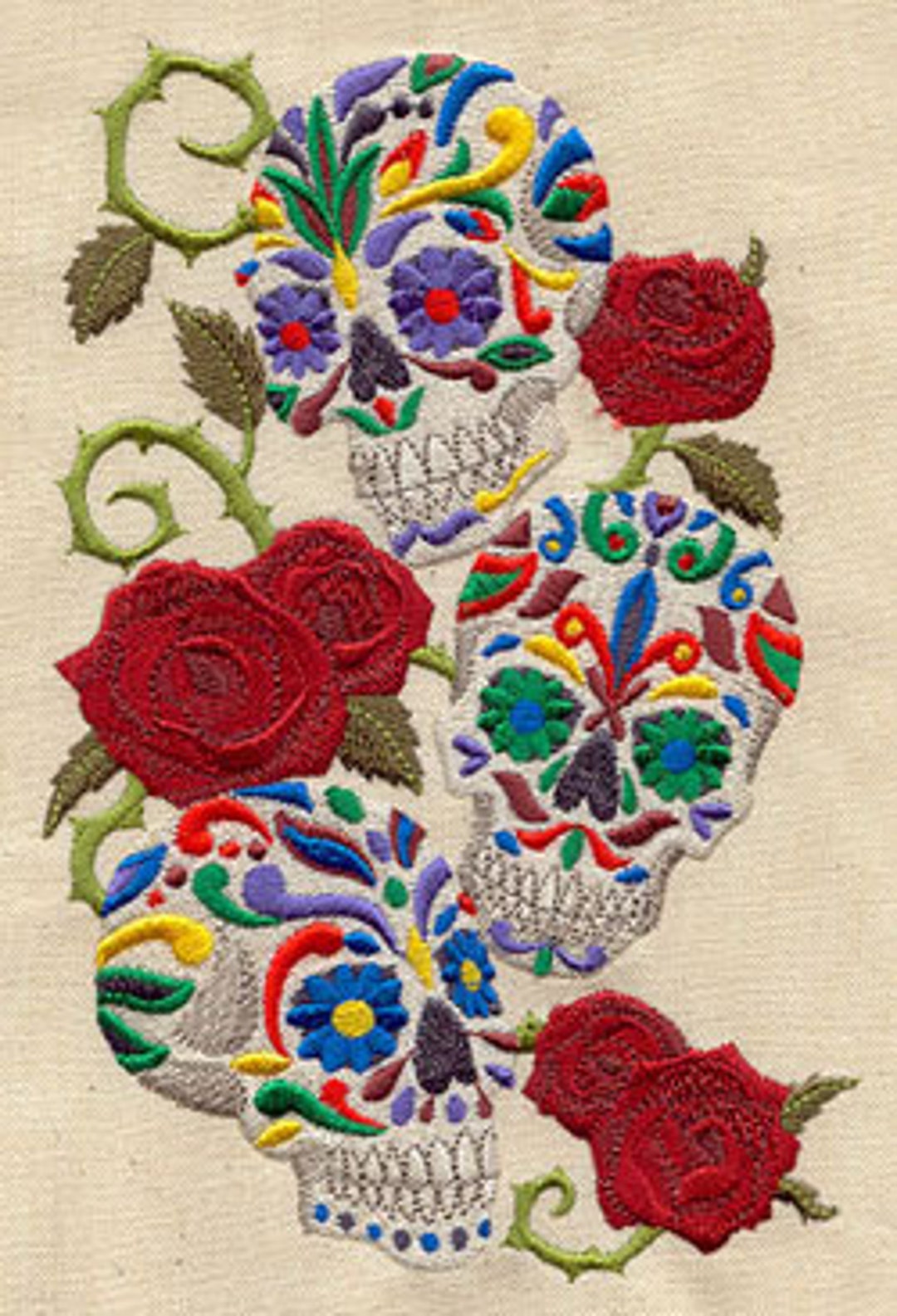 Calavera Sweet Skulls Mexican Culture Dia De Los Muertos Embroidered ...