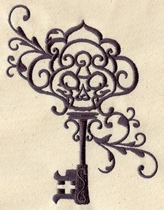 Steampunk Filigree Skeleton Key Embroidered Waffle Weave | Etsy