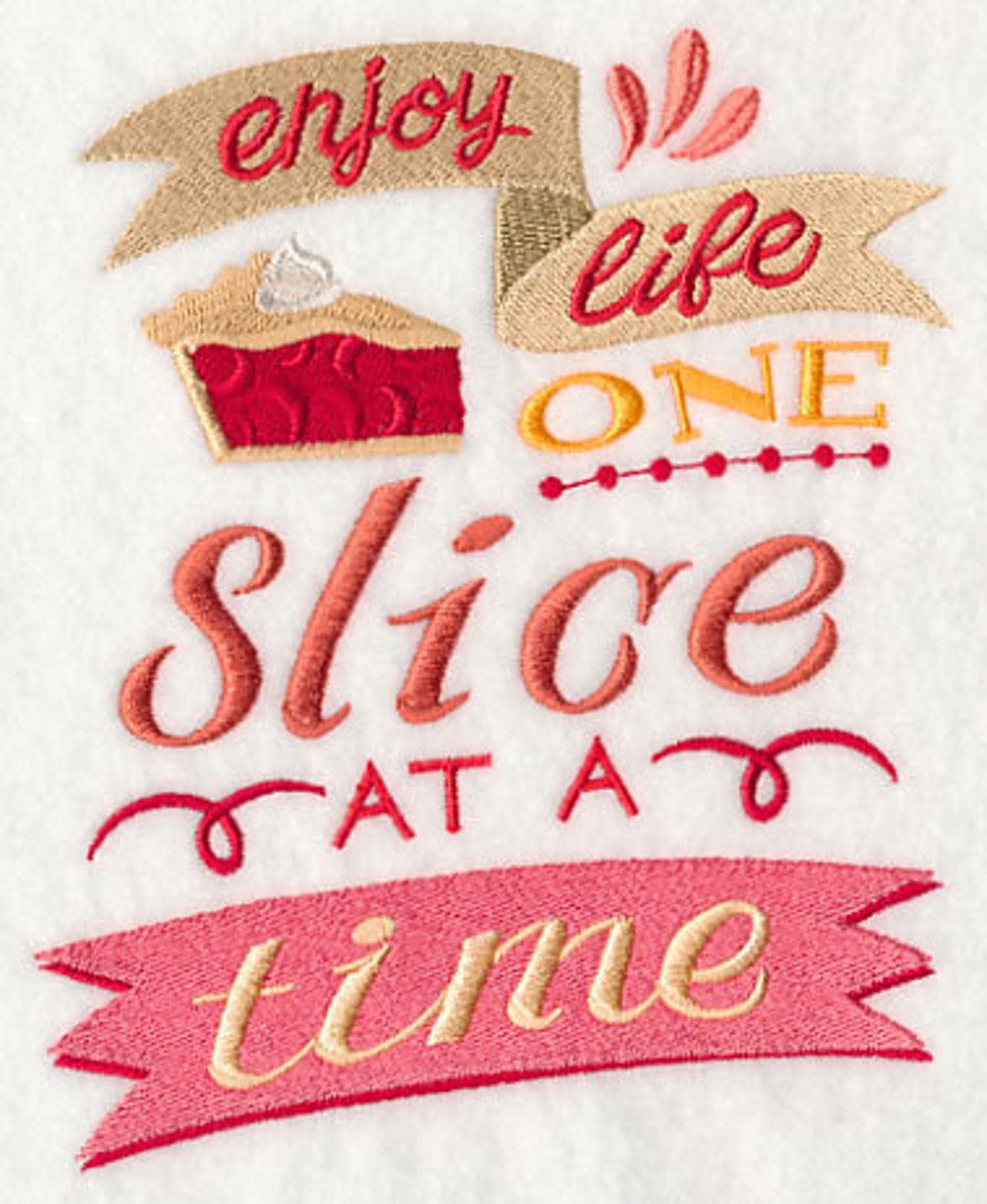 Take Life One Slice at a Time Embroidered Waffle Weave Hand/dish Towel ...