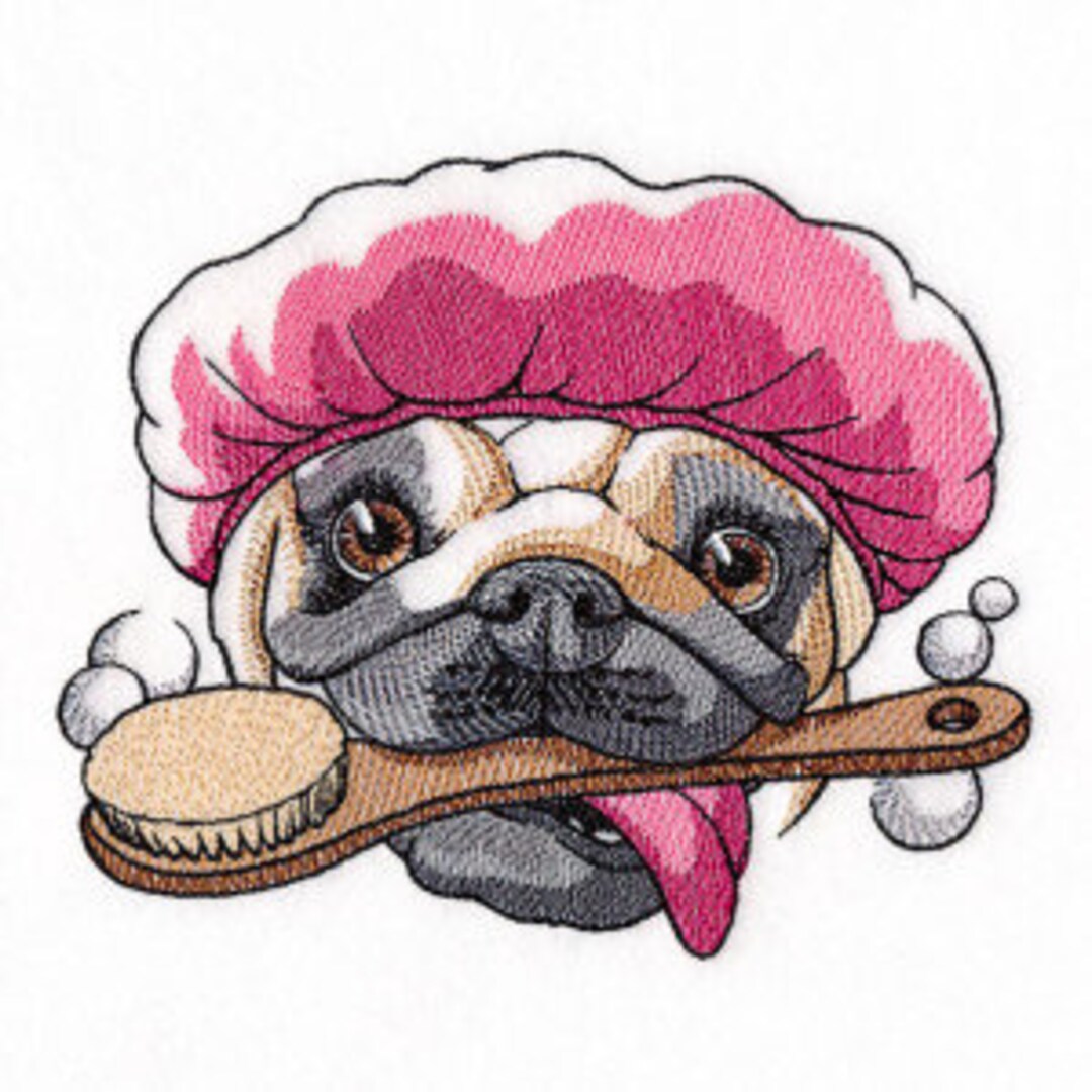 Rub a Dub Bath Pugs Embroidered Waffle Weave Hand/dish Towel - Etsy