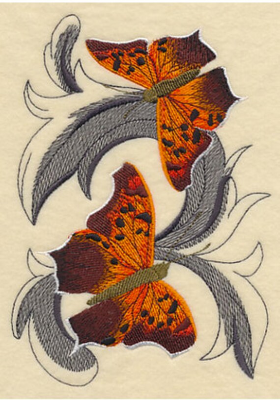 Baroque Question Mark Butterflies Embroidered Waffle Weave - Etsy