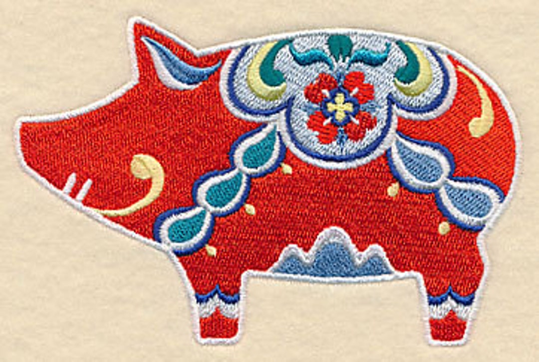 Dala Swedish Pig Embroidered Waffle Weave Hand/dish Towel - Etsy