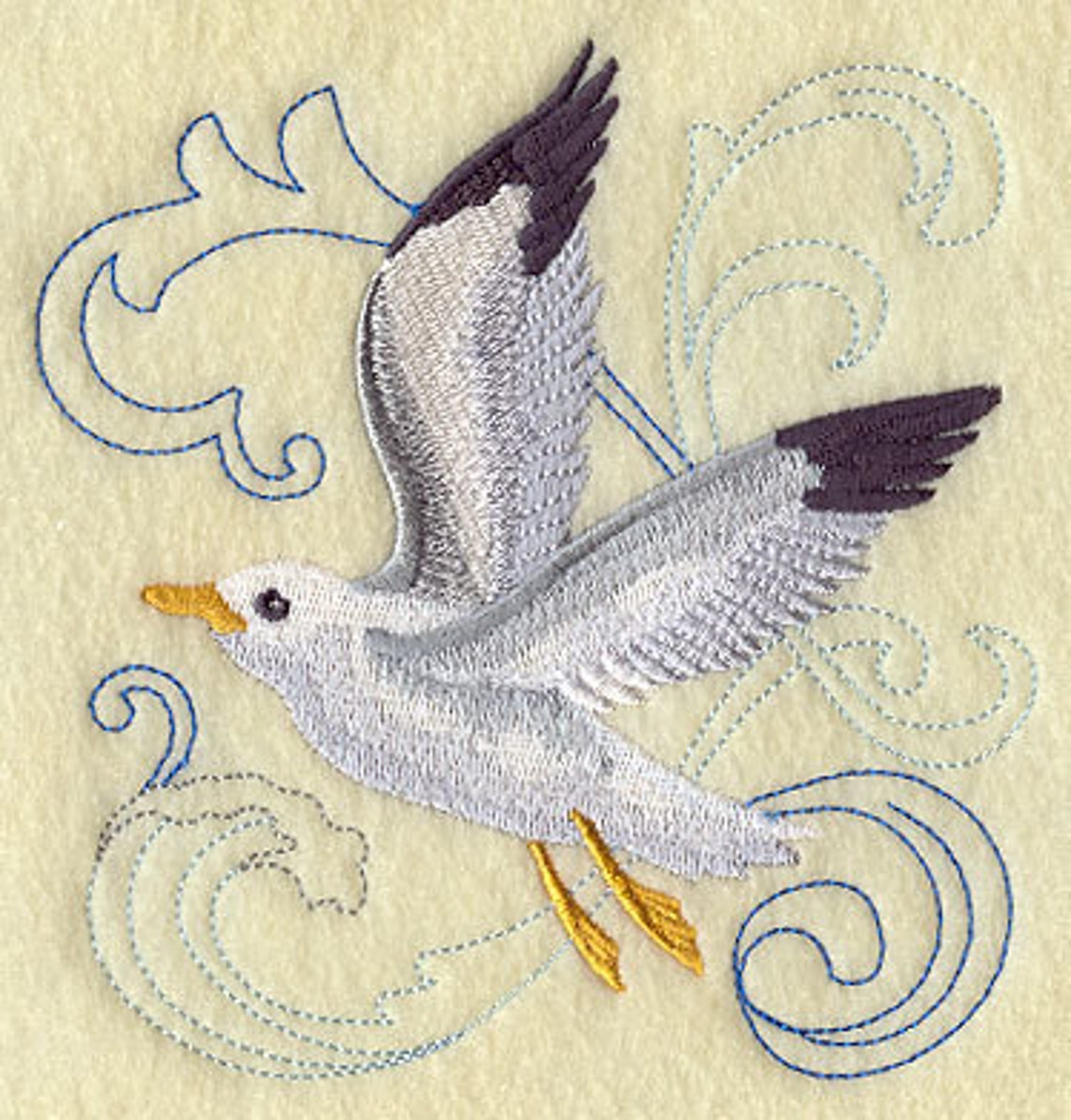 Seagull Above the Sea Embroidered Waffle Weave Hand/dish Towel - Etsy