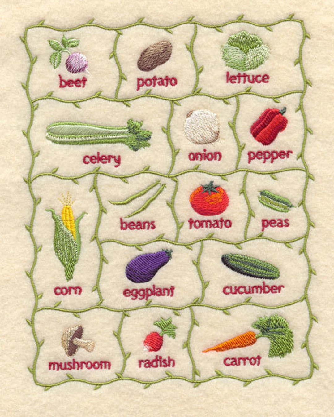 Veggie Sampler Embroidered Waffle Weave Hand/dish Towel - Etsy
