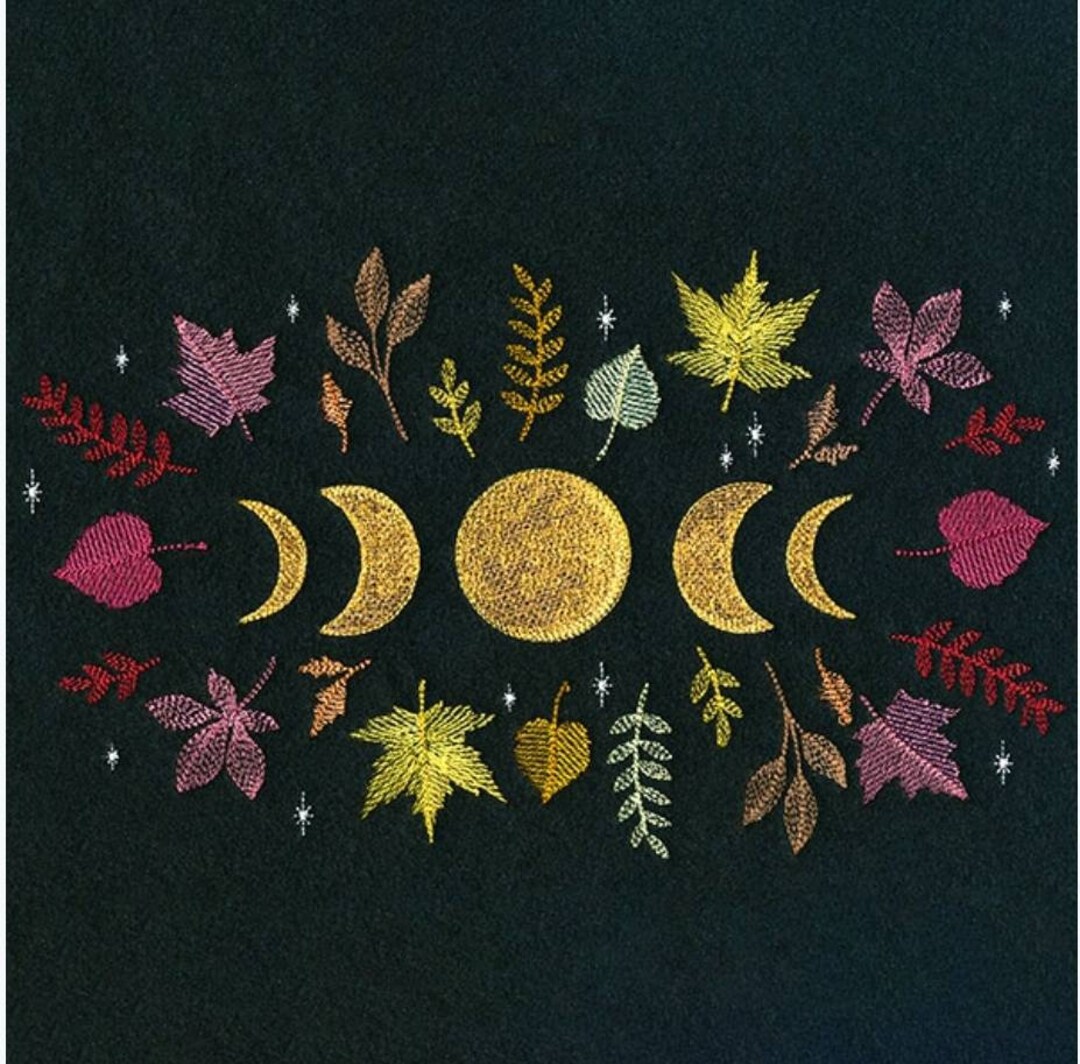 Moon Phases in Fall Embroidered Waffle Weave Hand/dish Towel - Etsy