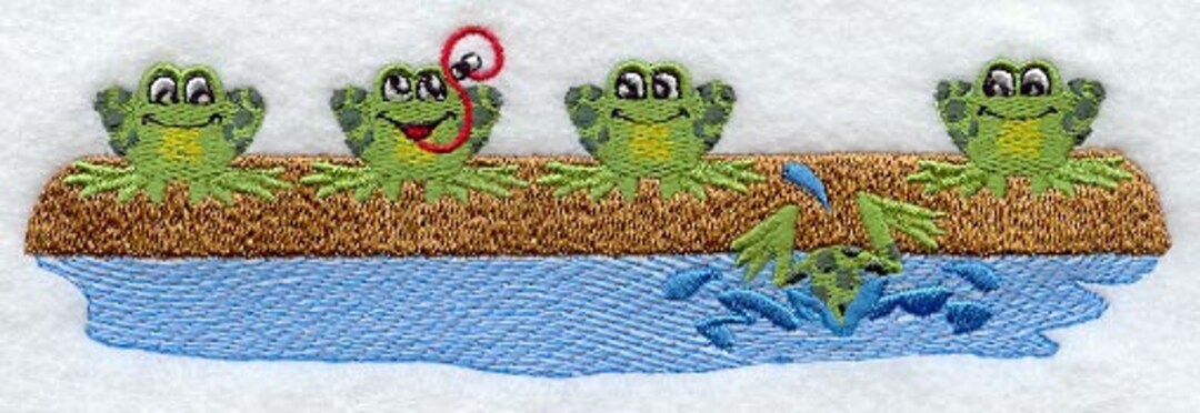 Frogs on a Log Embroidered Waffle Weave Hand/dish Towel - Etsy