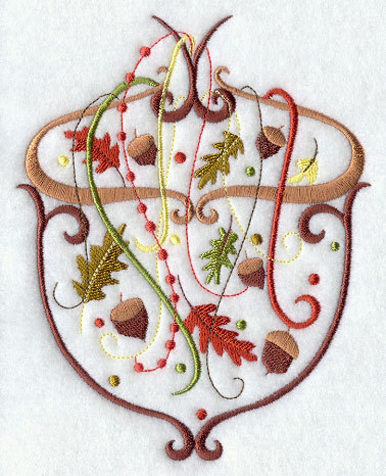 Spangled Acorn Embroidered Waffle Weave Hand/dish Towel - Etsy