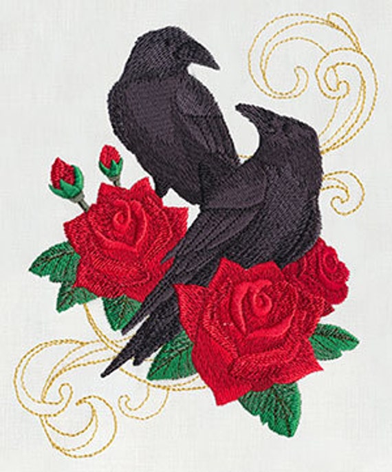 Ravens and Roses Steampunk Edgar Allan Poe Raven Embroidered | Etsy