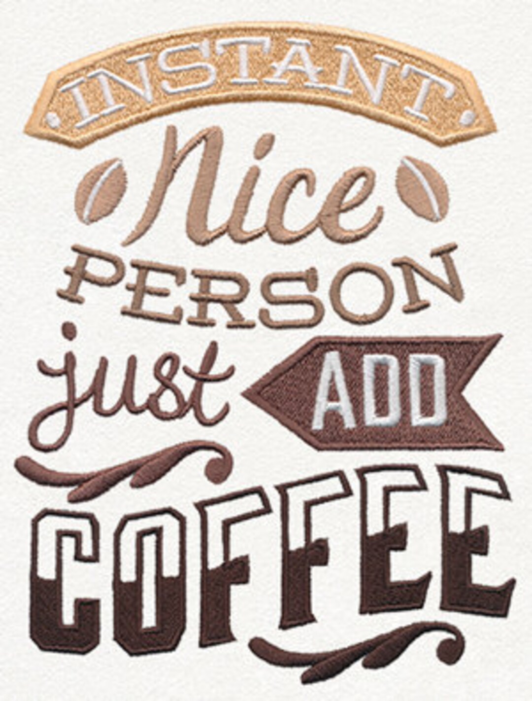 Instant Nice Person Just Add Coffee Embroidered Waffle Weave Hand/dish ...