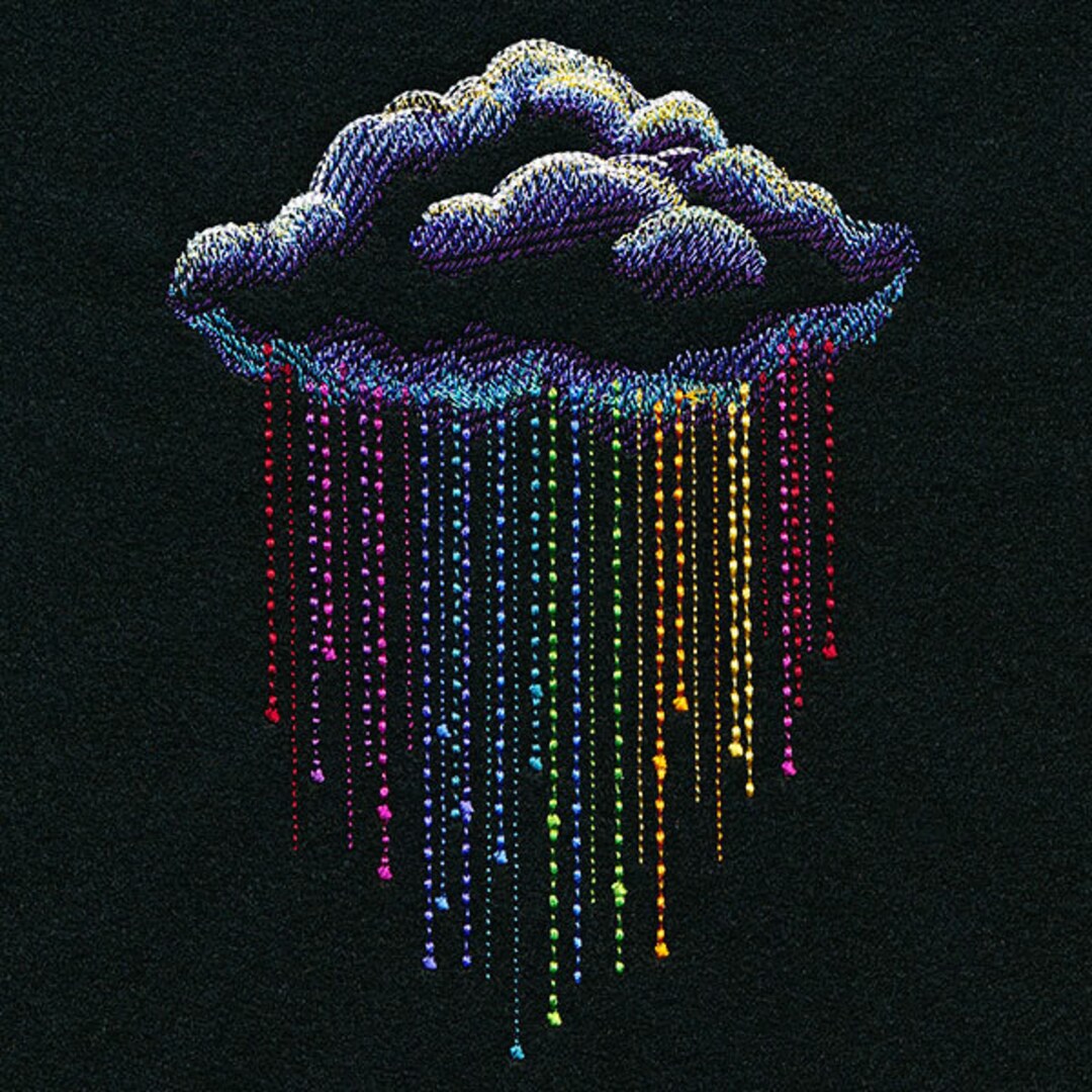 Rainbow Rain Cloud Embroidered Waffle Weave Hand/dish Towel - Etsy