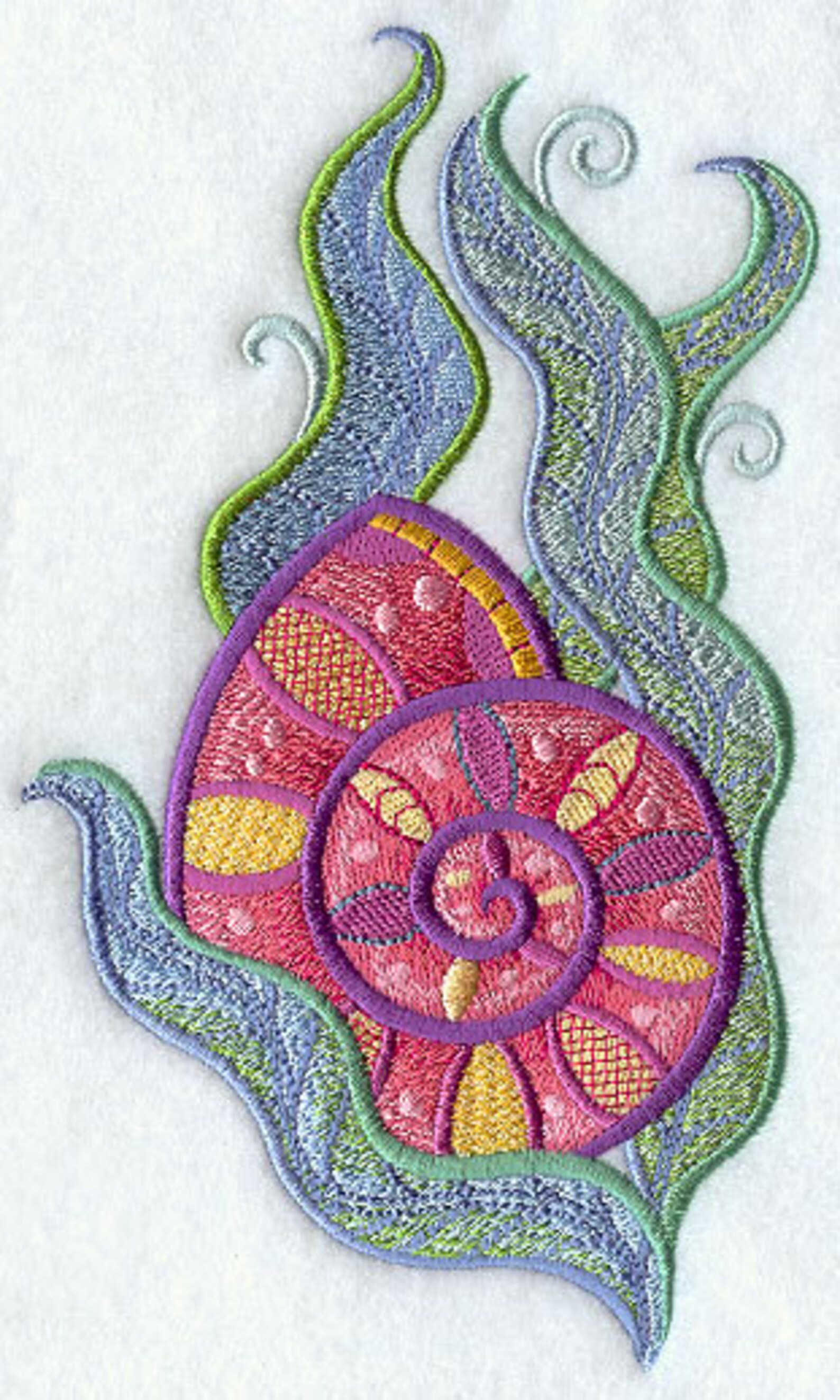 Jacobean Nautilus Shell Embroidered Waffle Weave Hand/dish - Etsy