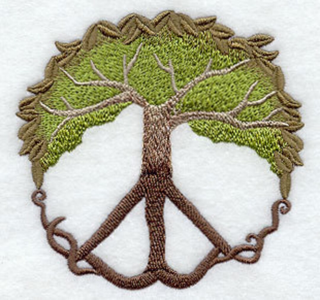 Peace Tree Embroidered Waffle Weave Hand/dish Towel - Etsy