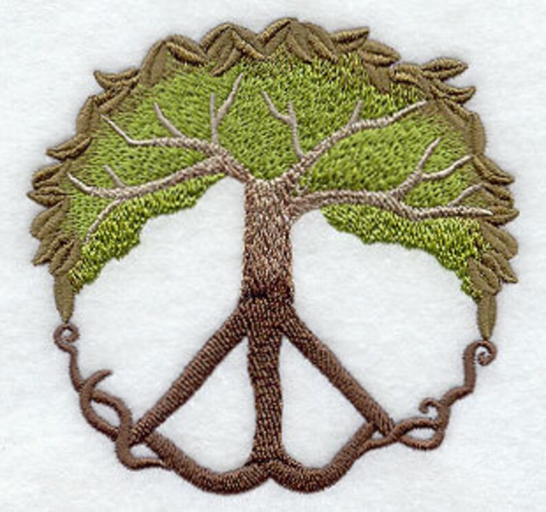 Peace Tree Embroidered Waffle Weave Hand/dish Towel - Etsy