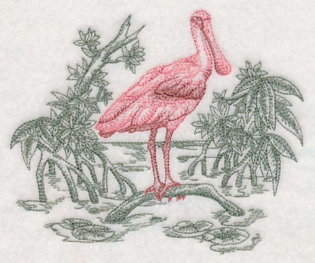 Spoonbill Embroidered Waffle Weave Hand/dish Towel - Etsy