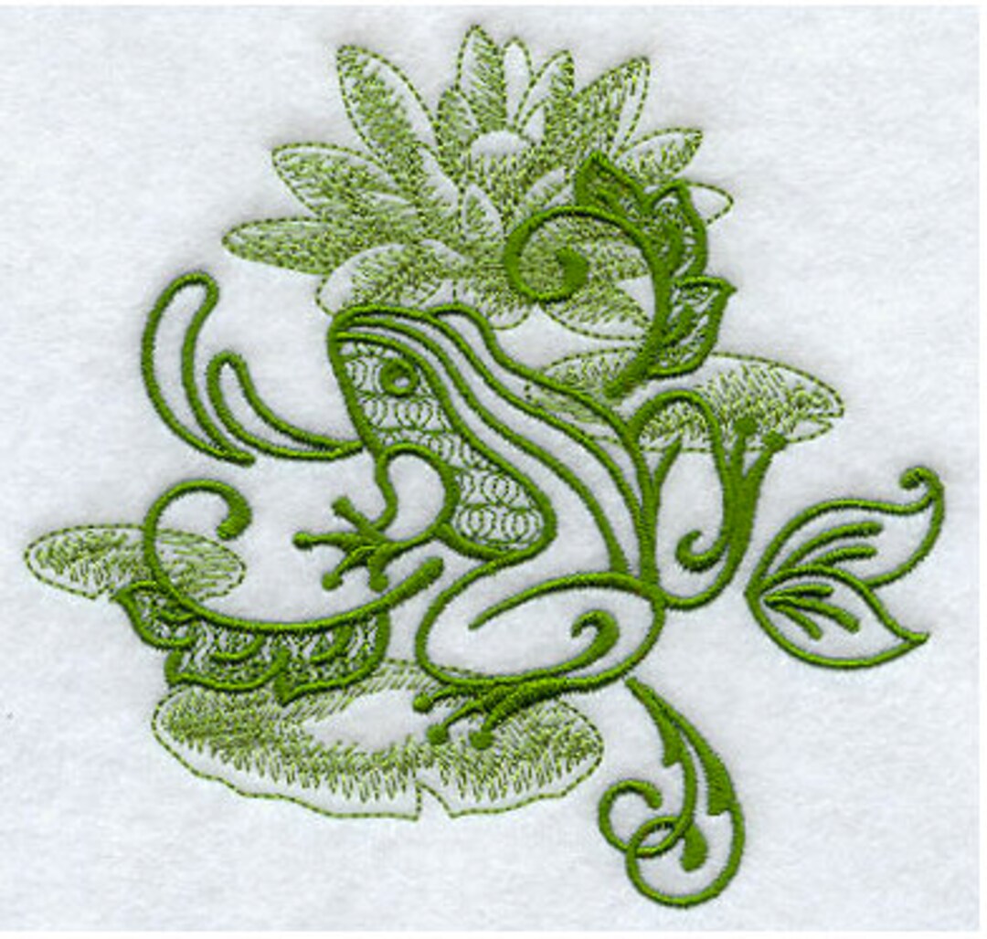 Frogs and Lilypad Embroidered Waffle Weave Hand/dish Towel - Etsy