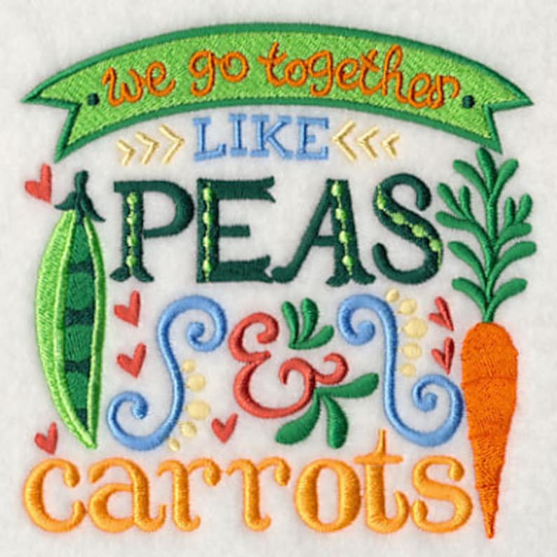 We Go Together Like Peas and Carrots Embroidered Waffle Weave - Etsy