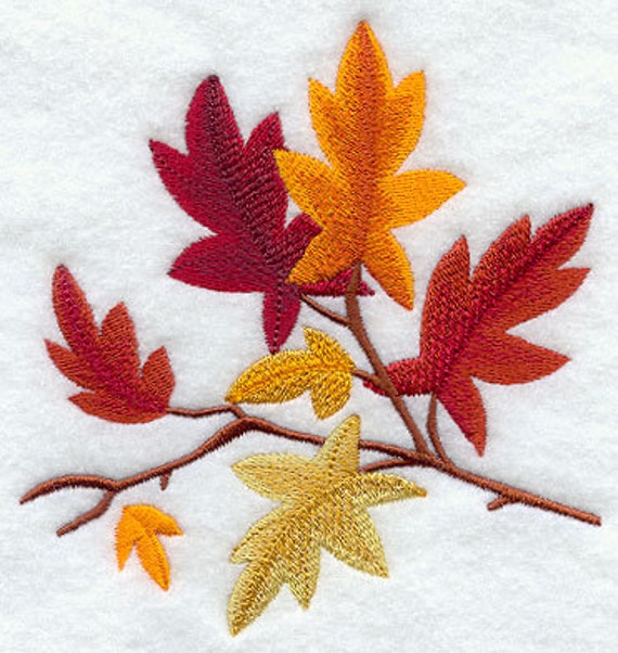 Brilliant Autumn Leaves Cluster Embroidered Waffle Weave | Etsy