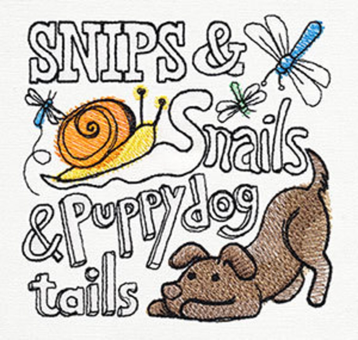 Snips and Snails and Puppy Dog Tails Embroidered Waffle Weave - Etsy