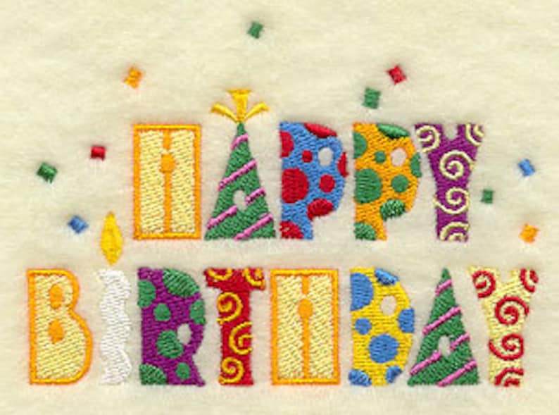 Happy Birthday Message Embroidered Waffle Weave Towel | Etsy