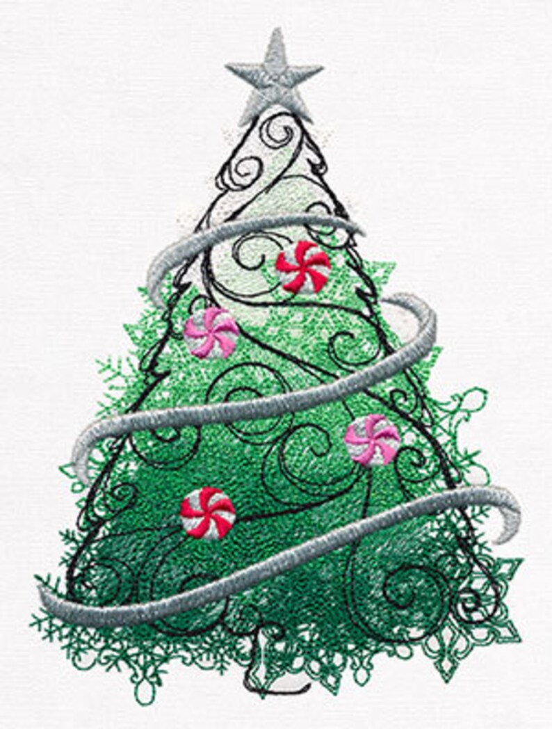Sugar Plum Christmas Tree Embroidered Waffle Weave Hand/dish - Etsy