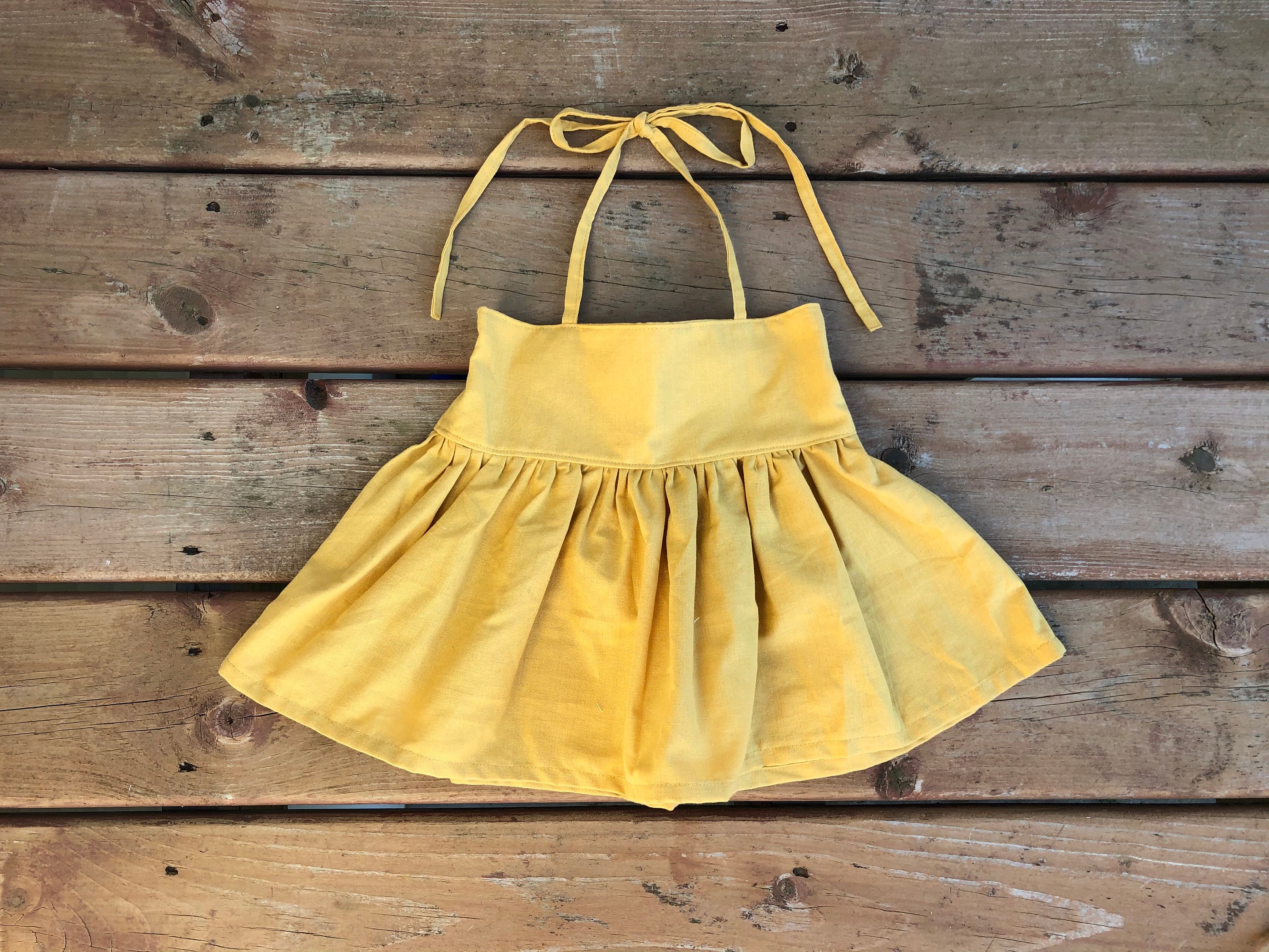 Girls Mustard Yellow Halter Top: Linen Look Cotton Blend - Etsy