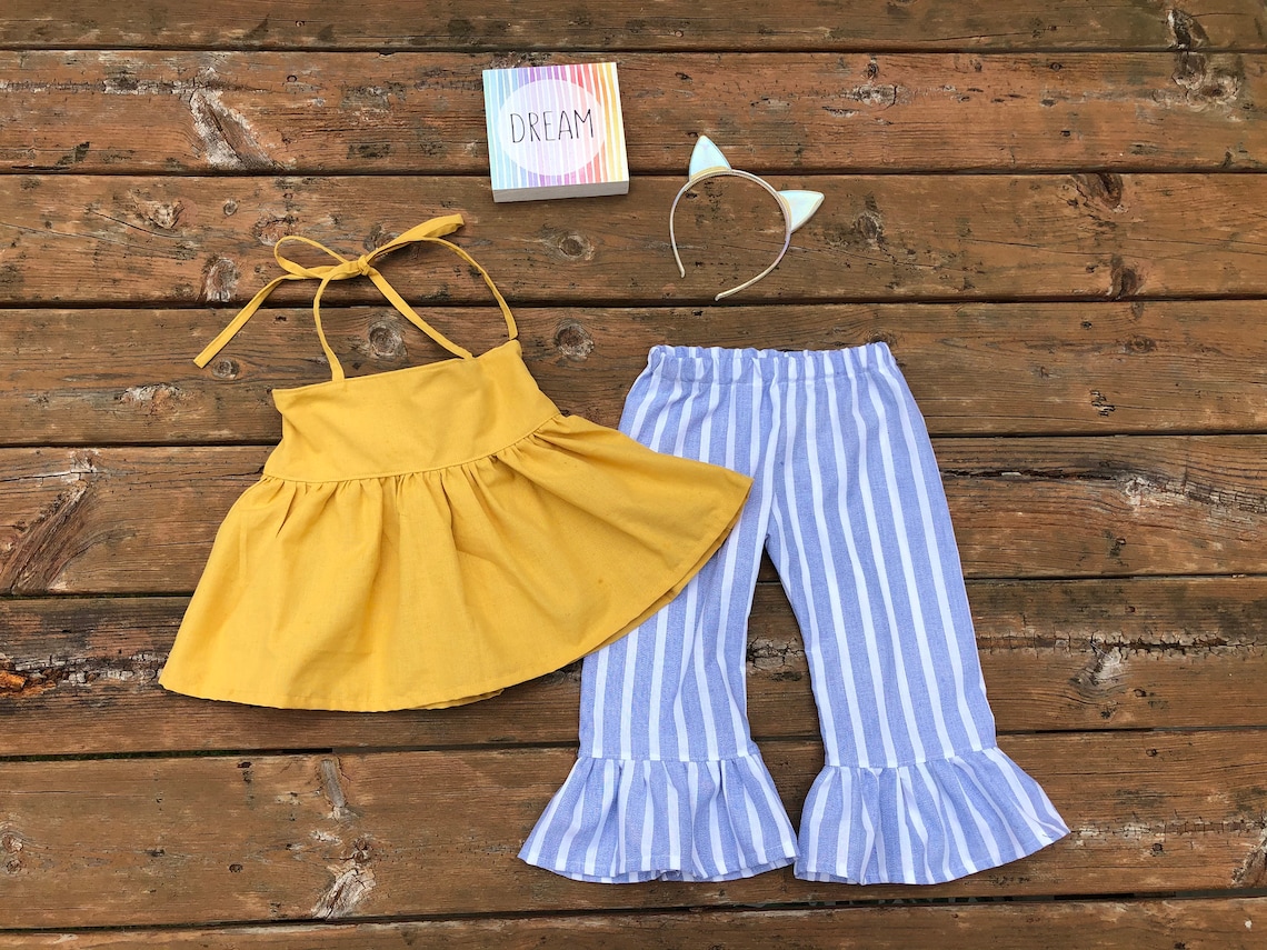 Girls Mustard Yellow Halter Top: Linen Look Cotton Blend - Etsy