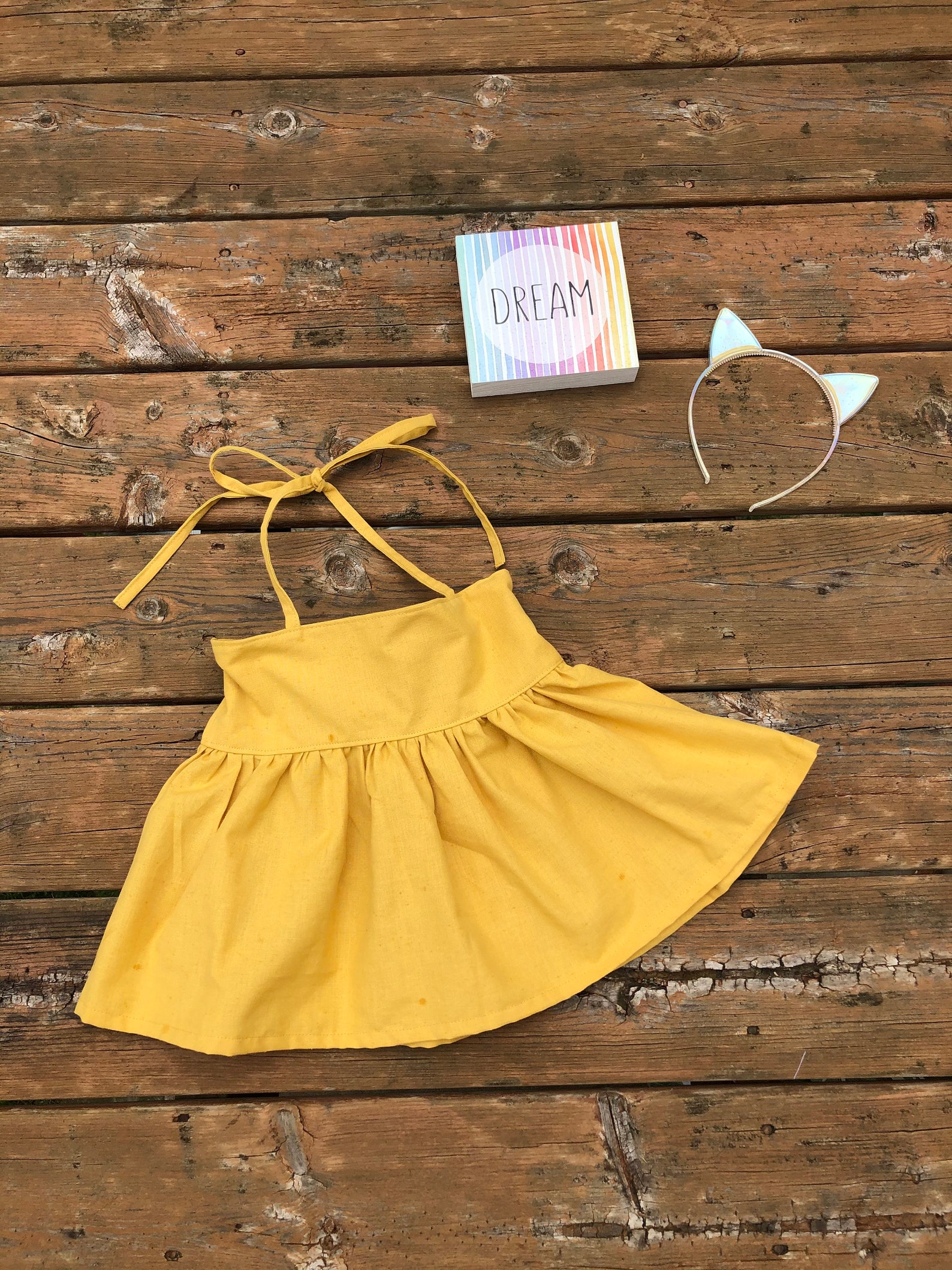 Girls Mustard Yellow Halter Top: Linen Look Cotton Blend - Etsy