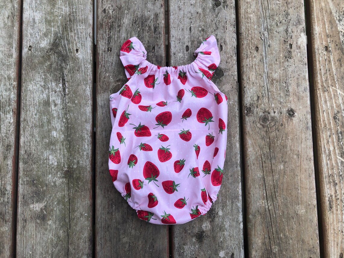 Strawberry Baby Romper, Flutter Sleeve Playsuit, Very Berry Outfit - Etsy