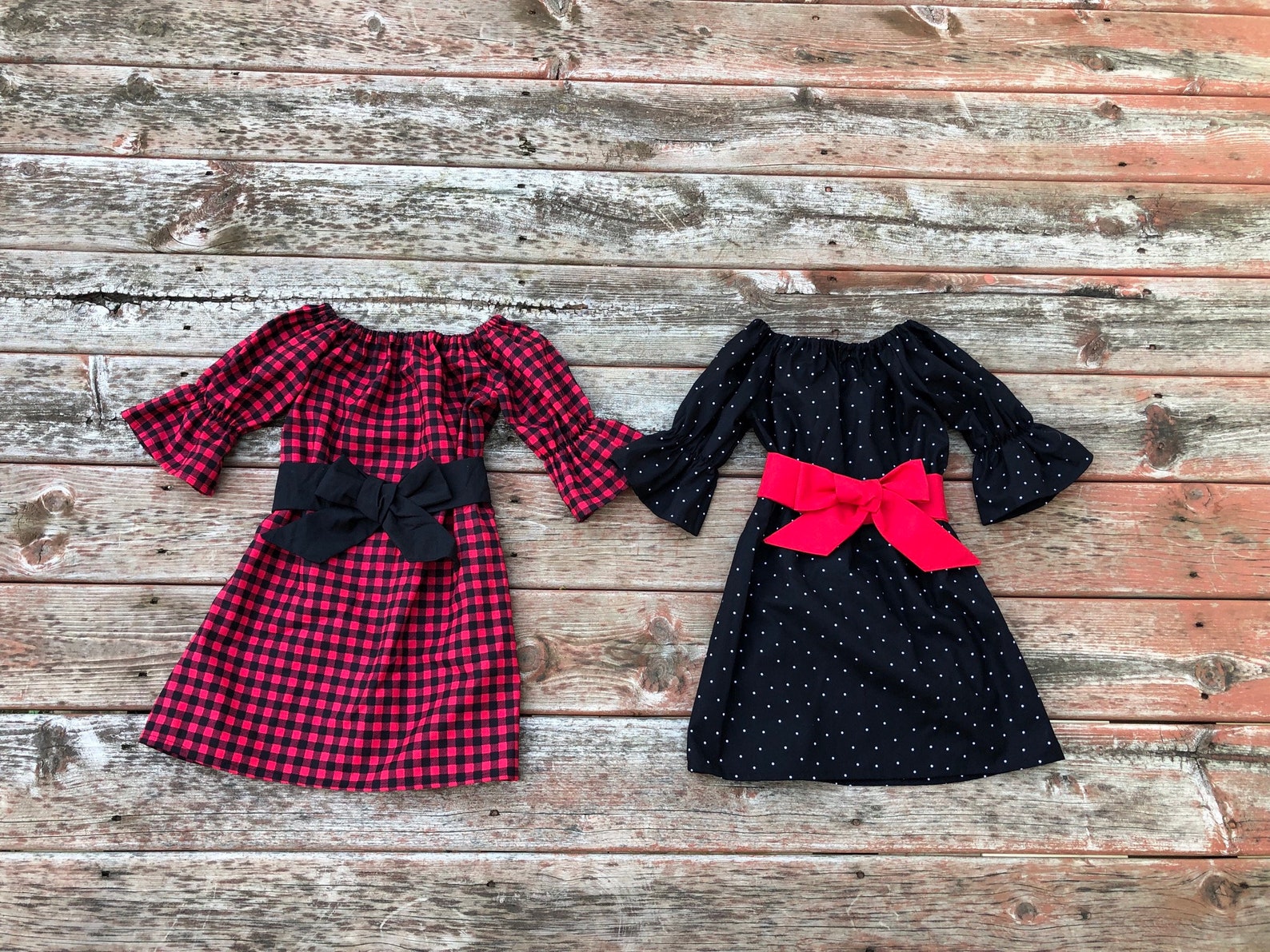 Girls Holiday Dress Black Red Check Plaid W/ Black Sash 0 3 6 - Etsy