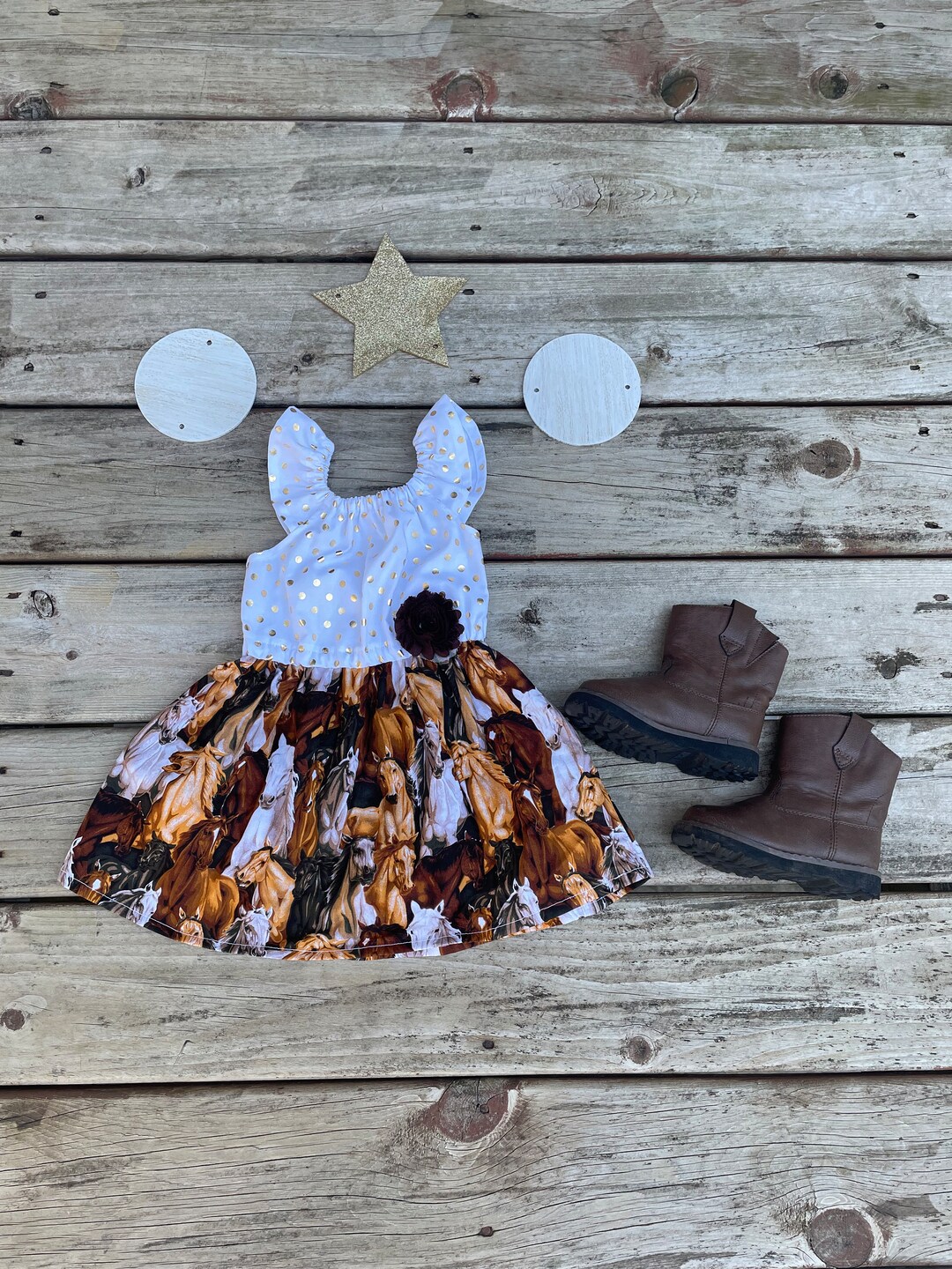 Girls Horse Print Dress: Western Boho Flutter Sleeve Party Dress - Etsy