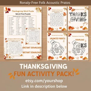 Fun Printables Thanksgiving Activity Bundle – Word Search, Crossword ...