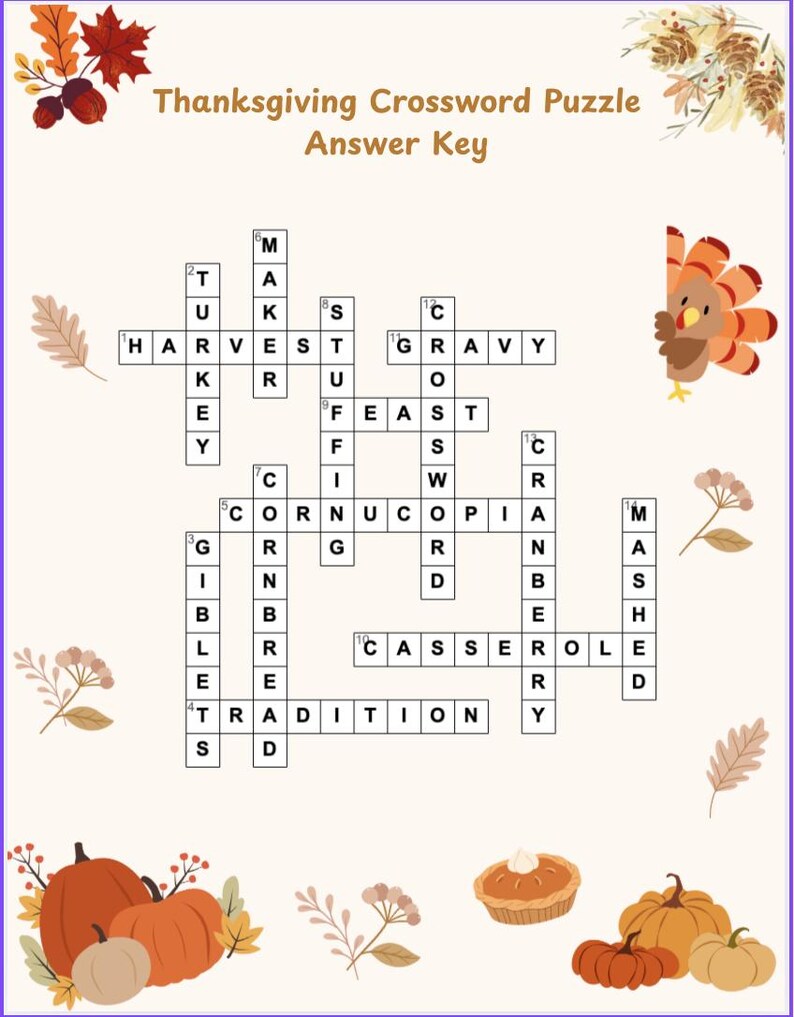 Fun Printables Thanksgiving Activity Bundle – Word Search, Crossword ...