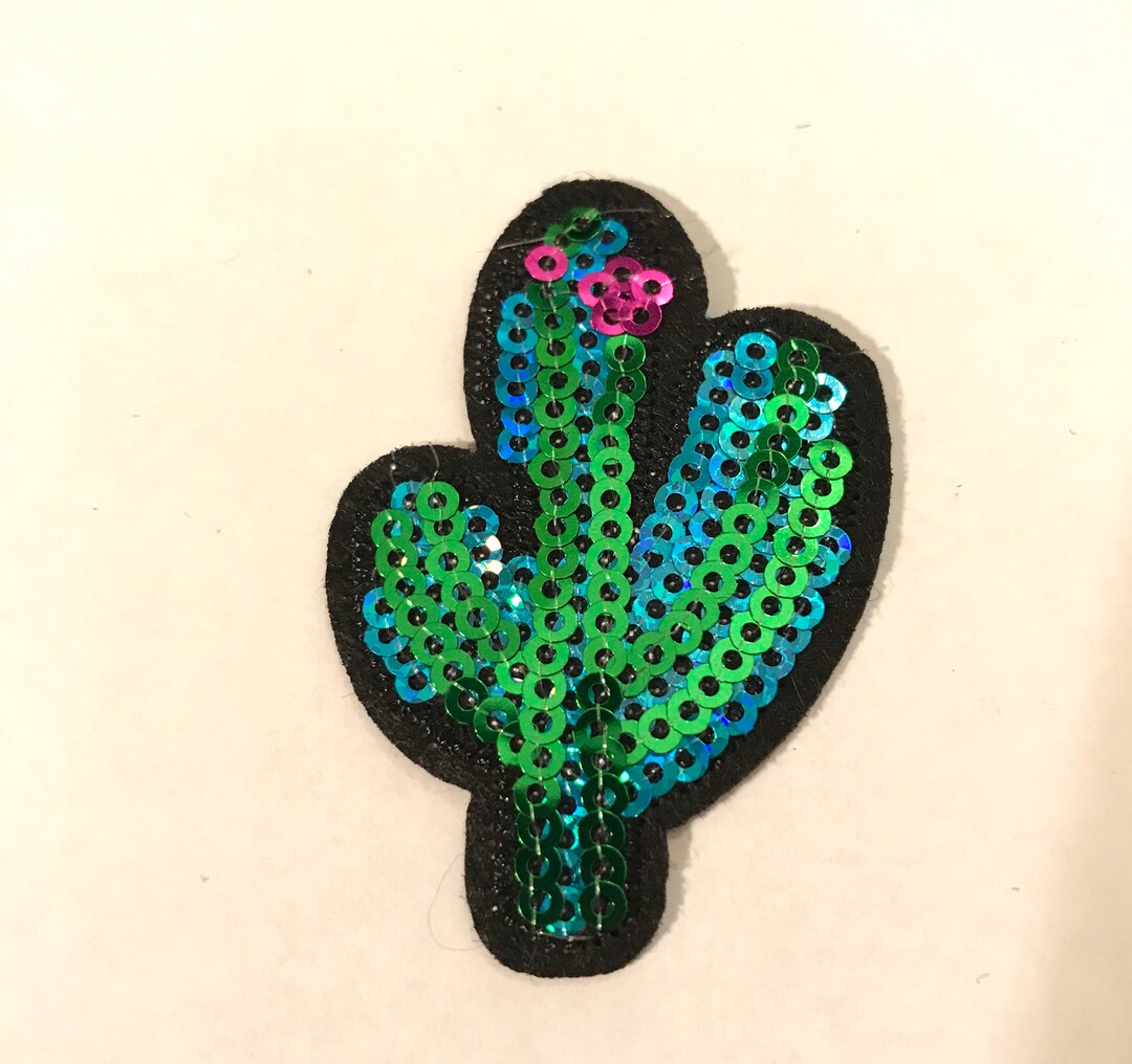 Cactus Sequin Iron on Patch VSCO for Clothing Backpacks Face Mask Patch ...